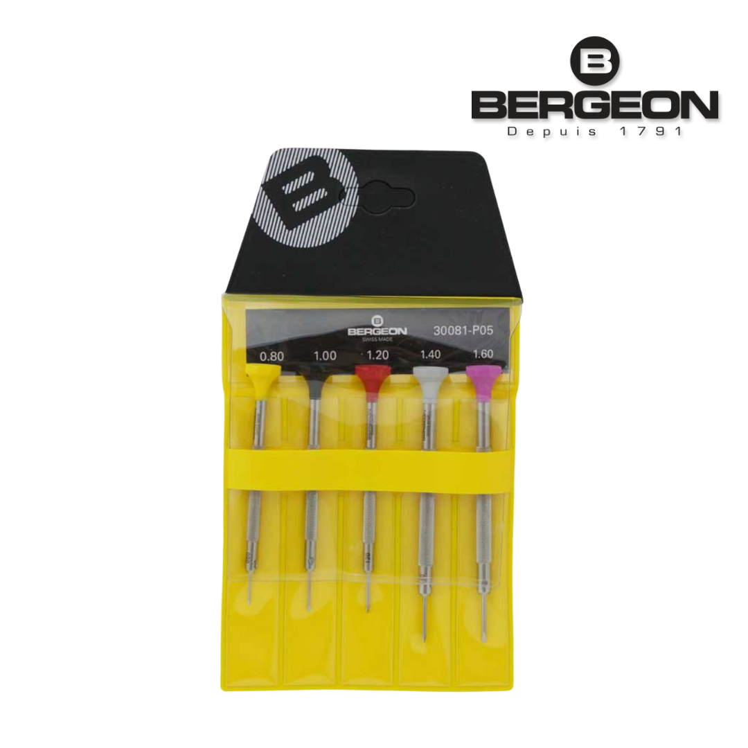 Bergeon 30081/P05 Screwdriver Set, 5 Pieces with Pouch, Stainless Stee ...